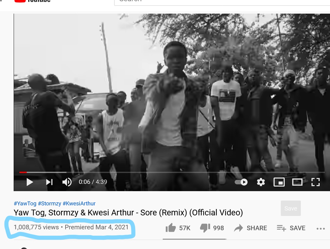 Yaw Tog’s ‘Sore’ Remix Music Video Hits 1 Million Views In 3 Days On ...