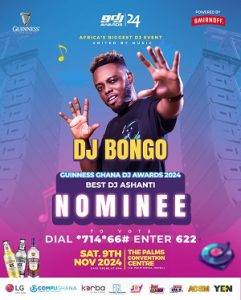 DJ Bongo Nominated for Best DJ in Ashanti Region at Ghana DJ Awards 2024